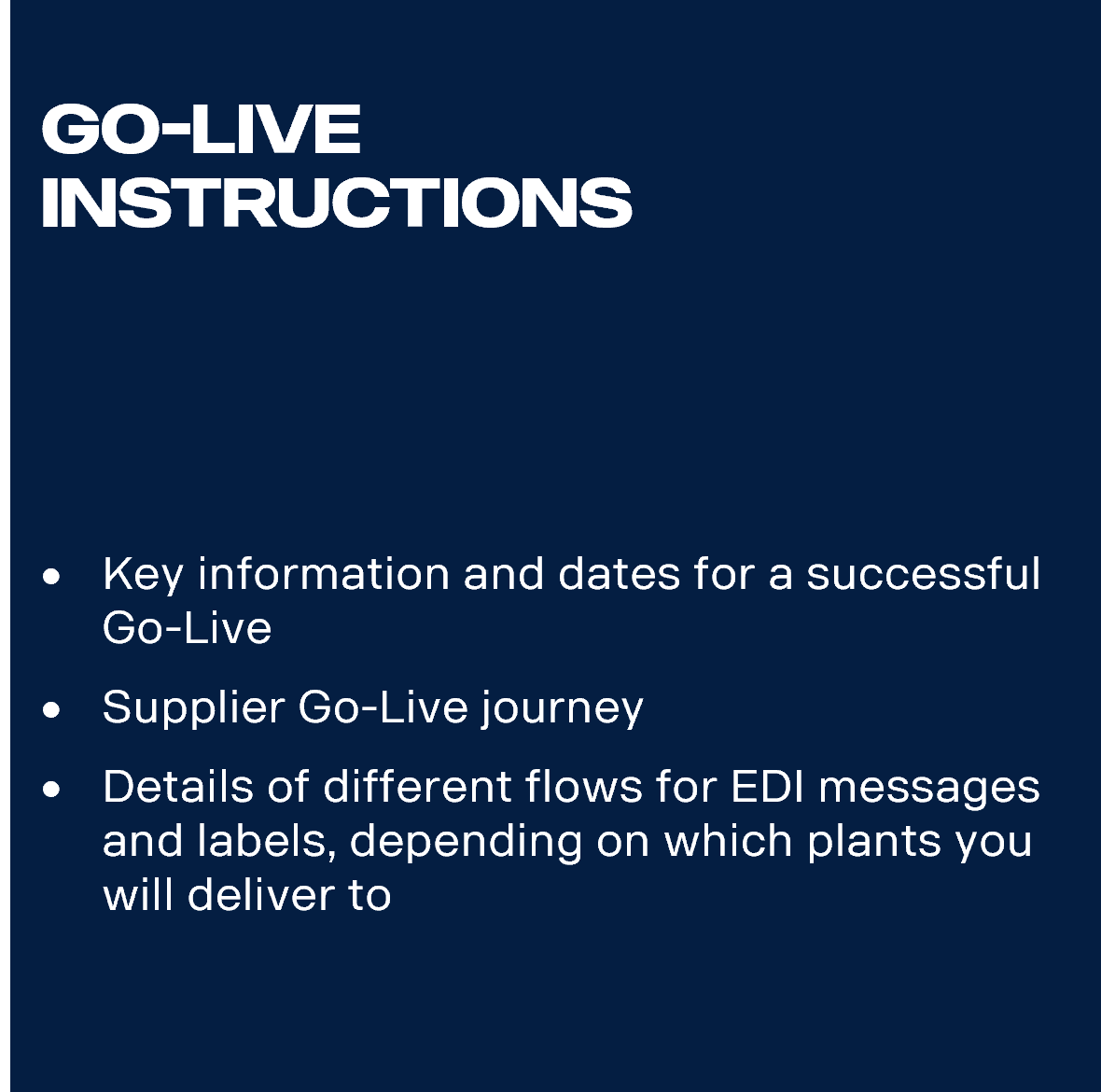 Scania Supplier Portal » Go-Live Instructions and HyperCare Support